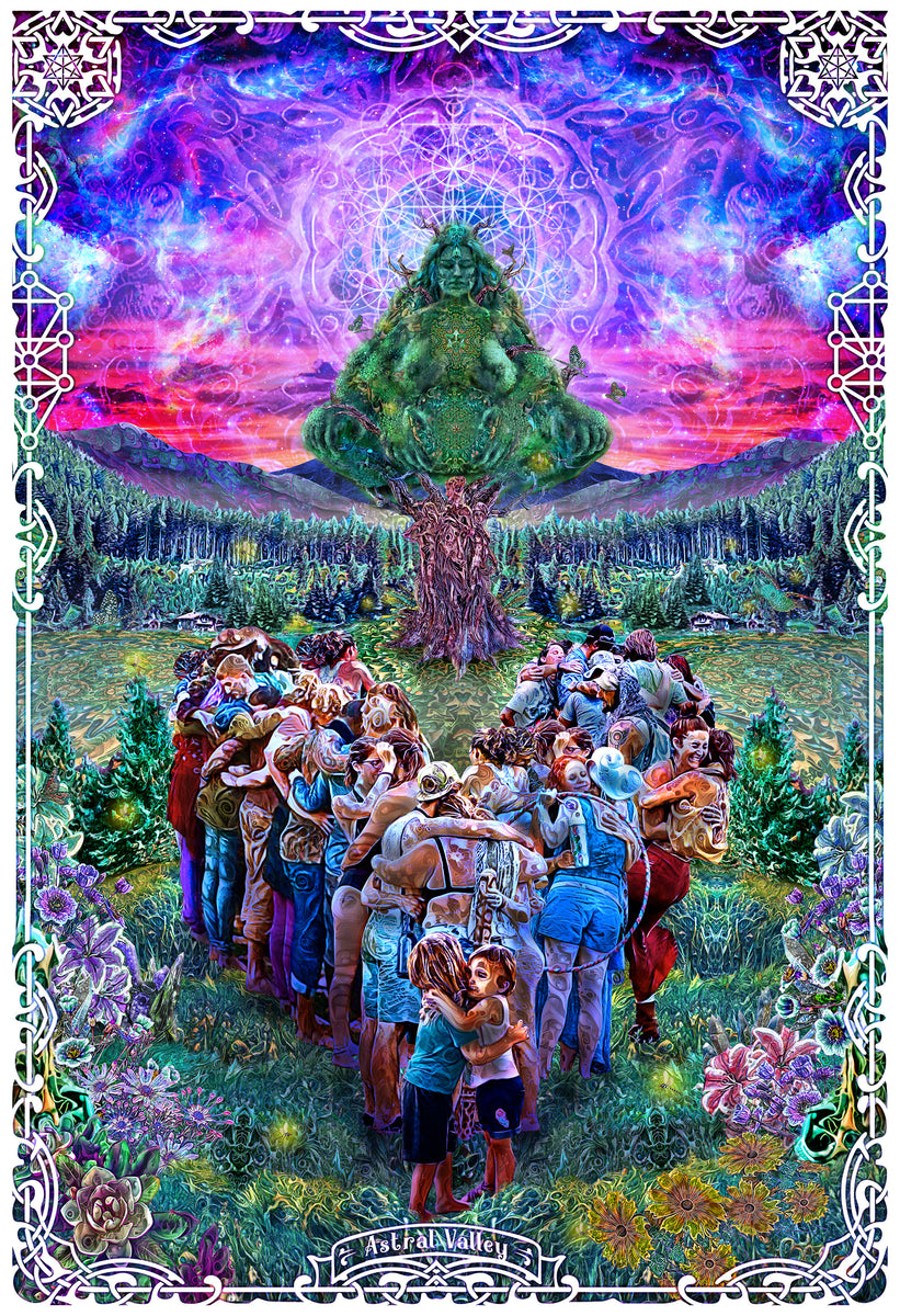 Astral Valley Augmented Reality Print – Visionary Art by Dima Yastronaut